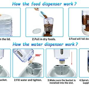 Ika Omnis Automatic Dog Cat Feeder and Water Dispenser Set with Food Scoop for Small/Medium Pet Puppy Kitten - Big Capacity 1 Gallon x 2