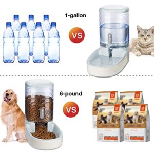 Ika Omnis Automatic Dog Cat Feeder and Water Dispenser Set with Food Scoop for Small/Medium Pet Puppy Kitten - Big Capacity 1 Gallon x 2