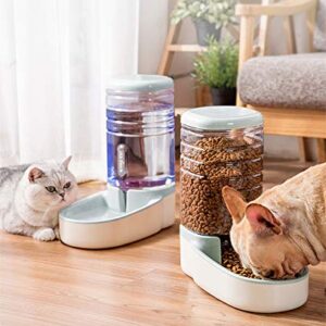 Ika Omnis Automatic Dog Cat Feeder and Water Dispenser Set with Food Scoop for Small/Medium Pet Puppy Kitten - Big Capacity 1 Gallon x 2