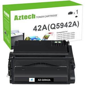 aztech compatible q5942a toner cartridge replacement for hp 42a q5942a 42x q5942x q1338a for hp 4250 4200 4350 4300 4250n 4240 4350n 4250tn 4250dtn 4350dtn 4350tn printer (black, 1-pack)