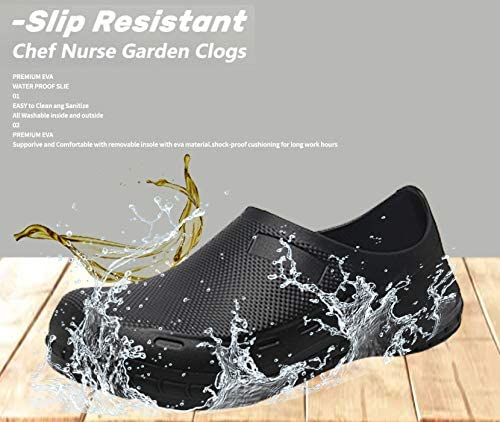 AW ANY WELL Unisex Chef Shoes Professional Oil Water Resistant Nursing Non-Slip Black White Waterproof Safety Working Shoes for Kitchen Garden Bathroom Construction Medical Shoes