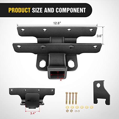 Nilight 2 Inch Rear Bumper Tow Trailer Hitch Receiver Kit Compatible for 2018 2019 2020 2021 2022 2023 Jeep Wrangler JL JLU 4 Door and 2 Door Unlimited (Exclude JK Models), 2 Years Warranty