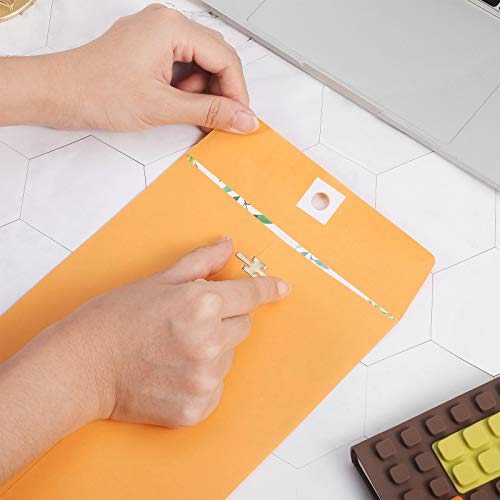 4 Sizes Clasp Envelopes Kraft Paper Catalog Clasp Envelope with Clasp Closure for Filing, Storing or Mailing Documents, 50 Pieces (Yellow,5 x7 In,6 x 9 In,9 x 12 In,10 x 13 In)