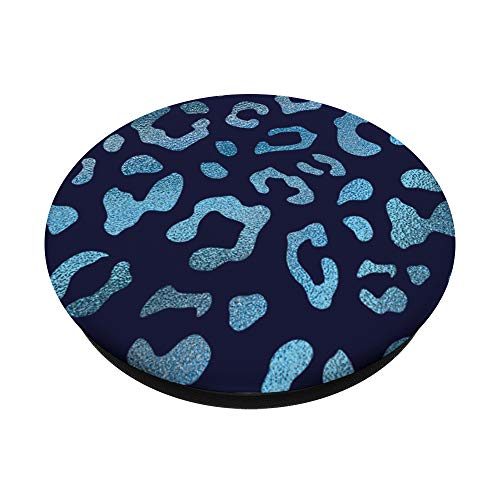 Blue Leopard Cheetah Navy Blue PopSockets Swappable PopGrip