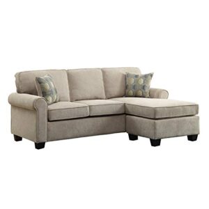 lexicon pescadero fabric reversible sofa chaise with 2 pillows, 82" w, sand