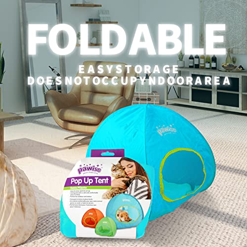 PAWISE Cat Toys Cat Portable Cat Cube Pop Up Collapsible Kitten Indoor Outdoor Toys Pet Foldable Breathable Pet Tent Bed Kitten Puppy House Playing Toy (Color Random)