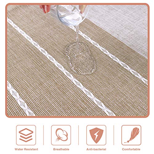 Vonabem Table Cloth Tassel Cotton Linen Table Cover for Kitchen Dinning Wrinkle Free Table Cloths (Coffee, 60in Round)