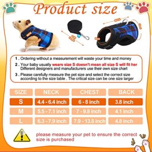 2 Pieces Guinea Pig Harness and Leash Plaid Hamster Harness with Safety Bell Adjustable Ferret Harness and Leash Set No Pulling Walking Vest for Ferret Chinchilla and Similar Small Animals (S)