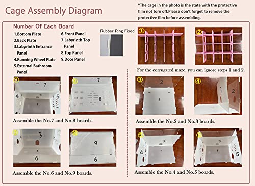 Nynelly Hamster Cage,Transparent Durable Small Animal Cage and Habitats House,Include Hamster Maze,Exercise Wheel, Water Bottle, Hamster Hideout, Food Bowl,Pink,13" L x 11.4" W x 11.4" H