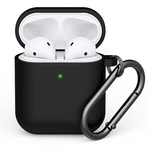 airpods case cover, lelong soft silicone protective case cover with keychain for apple airpods 2nd 1st charging case men women [front led visible]