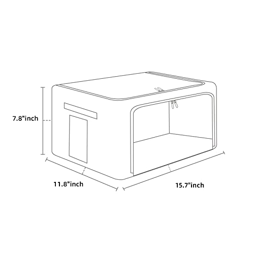 2 Pack Clear Window Storage Bins - Foldable Fabric Storage Bins Boxes for Clothes - Stackable Box Organizer Set with Carrying Handles (Beige, 22L,15.7X 11.8X 7.8 Inch)