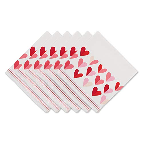 DII Valentine's Day Table Top Decor, Napkin Set, 20x20, Two Hearts, 6 Piece