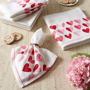 DII Valentine's Day Table Top Decor, Napkin Set, 20x20, Two Hearts, 6 Piece