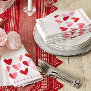 DII Valentine's Day Table Top Decor, Napkin Set, 20x20, Two Hearts, 6 Piece