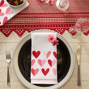 DII Valentine's Day Table Top Decor, Napkin Set, 20x20, Two Hearts, 6 Piece