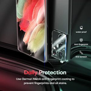 HATOSHI for Samsung Galaxy S21 Ultra Screen Protector, 2 Pack Flexible TPU Screen Protector +2 Pack Camera Lens Protector for S21 Ultra 6.8-inch, HD Clear Full Coverage Film Support Fingerprint Unlock