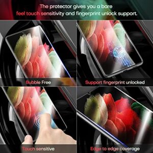 HATOSHI for Samsung Galaxy S21 Ultra Screen Protector, 2 Pack Flexible TPU Screen Protector +2 Pack Camera Lens Protector for S21 Ultra 6.8-inch, HD Clear Full Coverage Film Support Fingerprint Unlock