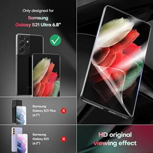 HATOSHI for Samsung Galaxy S21 Ultra Screen Protector, 2 Pack Flexible TPU Screen Protector +2 Pack Camera Lens Protector for S21 Ultra 6.8-inch, HD Clear Full Coverage Film Support Fingerprint Unlock