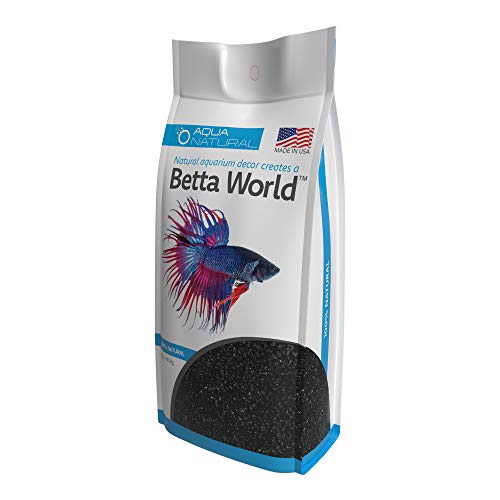 AquaNatural Betta World - Diamond Black Quartz 1lb, Gravel/Rocks/Substrate for Fish Tank/Bowl (BETTA003)