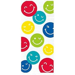 unique colorful happy face cellophane bags | 11" x 5" | 20 pcs