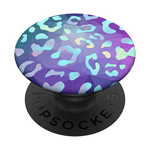 Rainbow Leopard Cheetah Teal Purple Polygon PopSockets Swappable PopGrip