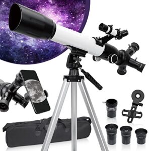 telescope for astronomy beginners, 20-167x hd telescope for kids adults, rotable lens, 60mm aperture 500mm az mount, with carry bag, phone adapter, ajustable tripod