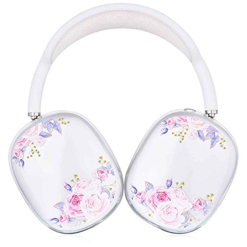 MOFREE Case Compatible for AirPods Max Headphones,Cute Flower Clear TPU Shock-Proof and Shatter-Resistant Protective Full Cover Case for AirPods Max(Pink Flower)