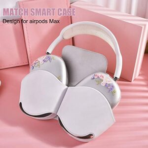 MOFREE Case Compatible for AirPods Max Headphones,Cute Flower Clear TPU Shock-Proof and Shatter-Resistant Protective Full Cover Case for AirPods Max(Pink Flower)