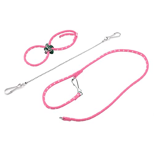 SALUTUYA Small Animal Harness Leash, Squirrel Traction Rope Adjustable Hamster Harness Lightweight for Sugar Glider Squirrel Hedgehog(Pink)