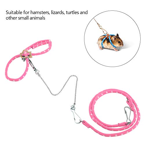 SALUTUYA Small Animal Harness Leash, Squirrel Traction Rope Adjustable Hamster Harness Lightweight for Sugar Glider Squirrel Hedgehog(Pink)