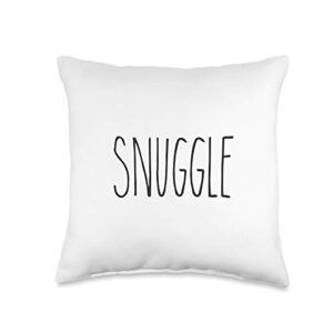 snuggle, rae inspired text dunn, relax, chill, enjoy throw pillow, 16x16, multicolor