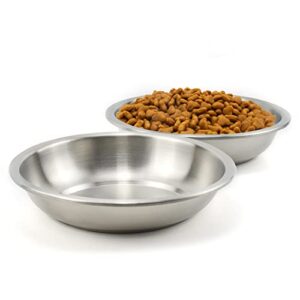 biteking stainless steel cat bowls, whisker fatigue relief cat food dish, metal shallow wide large replacement plate for dog and pet, ideal for raised elevated pet feeding station stand