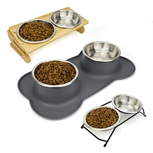 BiteKing Stainless Steel Cat Bowls, Whisker Fatigue Relief Cat Food Dish, Metal Shallow Wide Large Replacement Plate for Dog and Pet, Ideal for Raised Elevated Pet Feeding Station Stand