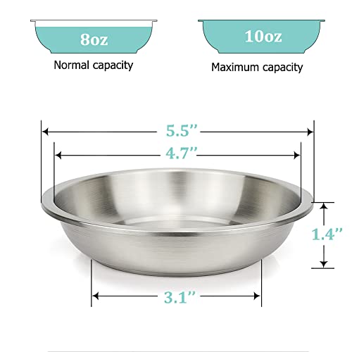 BiteKing Stainless Steel Cat Bowls, Whisker Fatigue Relief Cat Food Dish, Metal Shallow Wide Large Replacement Plate for Dog and Pet, Ideal for Raised Elevated Pet Feeding Station Stand