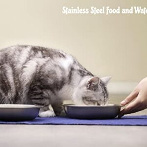 BiteKing Stainless Steel Cat Bowls, Whisker Fatigue Relief Cat Food Dish, Metal Shallow Wide Large Replacement Plate for Dog and Pet, Ideal for Raised Elevated Pet Feeding Station Stand