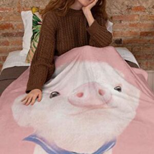 Cute Pink Piggy Pig Soft Throw Blanket All Season Microplush Warm Blankets Lightweight Tufted Fuzzy Flannel Fleece Throws Blanket for Bed Sofa Couch 60"x50"