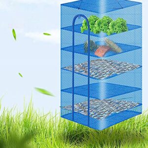 Hwayslon Hanging Drying Net Foldable Drying Rack Net Dryer 19.7"x19.7"x37.4" 6 Layer Folding Fish Mesh with Zippers for Fish Vegetables Fruit Herb