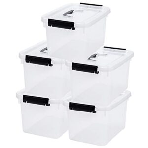 5-Pack Clear Storage Latch Box/Bins with Lid, 8 Litre Stackable Plastic Storage with Handle (8.5 Quart)