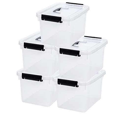 5-Pack Clear Storage Latch Box/Bins with Lid, 8 Litre Stackable Plastic Storage with Handle (8.5 Quart)