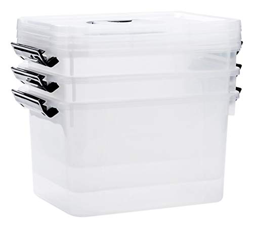 5-Pack Clear Storage Latch Box/Bins with Lid, 8 Litre Stackable Plastic Storage with Handle (8.5 Quart)