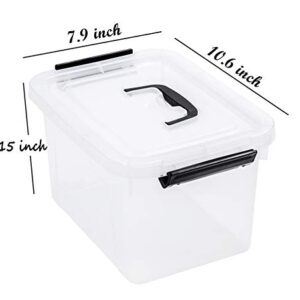 5-Pack Clear Storage Latch Box/Bins with Lid, 8 Litre Stackable Plastic Storage with Handle (8.5 Quart)