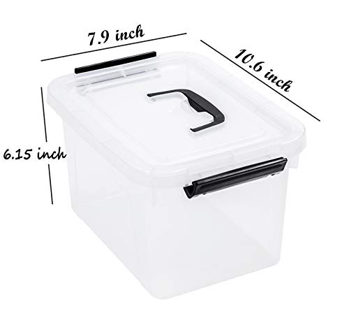 5-Pack Clear Storage Latch Box/Bins with Lid, 8 Litre Stackable Plastic Storage with Handle (8.5 Quart)