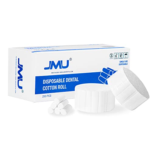 JMU Cotton Rolls Dental (250 Pcs), Nosebleed Plugs 1.5'' High Absorbent Mouth Cotton Rolls Non-Sterile, Box of 250