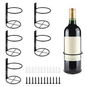 yimerlen 6 pcs spiral wine wall holder, wall mounted wine rack, metal wine bottle display holder for wine storage wall wine theme decor, black (upward style)