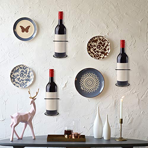 Yimerlen 6 Pcs Spiral Wine Wall Holder, Wall Mounted Wine Rack, Metal Wine Bottle Display Holder for Wine Storage Wall Wine Theme Decor, Black (Upward Style)