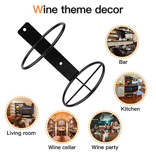 Yimerlen 6 Pcs Spiral Wine Wall Holder, Wall Mounted Wine Rack, Metal Wine Bottle Display Holder for Wine Storage Wall Wine Theme Decor, Black (Upward Style)