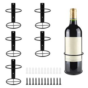 Yimerlen 6 Pcs Spiral Wine Wall Holder, Wall Mounted Wine Rack, Metal Wine Bottle Display Holder for Wine Storage Wall Wine Theme Decor, Black (Upward Style)