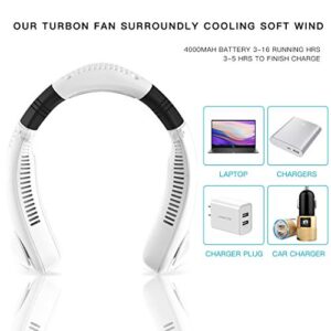 Kapkon Personal Air Conditioners Neck Fan,Hands Free Bladeless Fan,Semiconductor Cooling Portable Neck Fan,4000 mAn Battery Operated Wearable Personal Neck Fan,USB Rechargeable