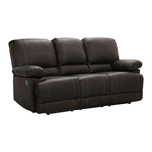 Lexicon Randolph Faux Leather Double Reclining Sofa with Dropdown Table, 81" W, Dark Brown