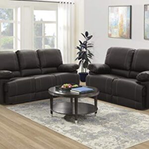 Lexicon Randolph Faux Leather Double Reclining Sofa with Dropdown Table, 81" W, Dark Brown